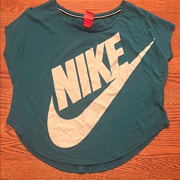 Nike | Tops | Nike Teal And White Logo Tshirt | Poshmark